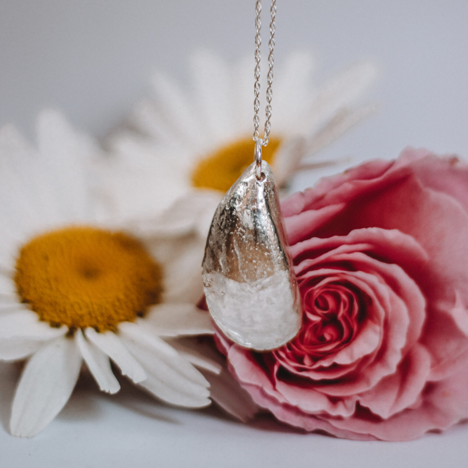 Porthgwarra Mussel Shell Necklace - Natural Silver Cornish Jewellery ...