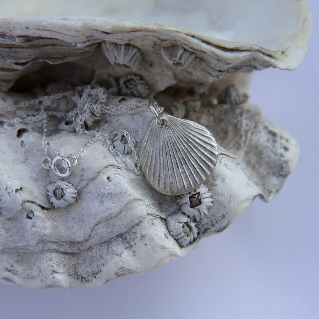 Portheras Scallop Shell Necklace - Natural Silver Cornish Jewellery ...